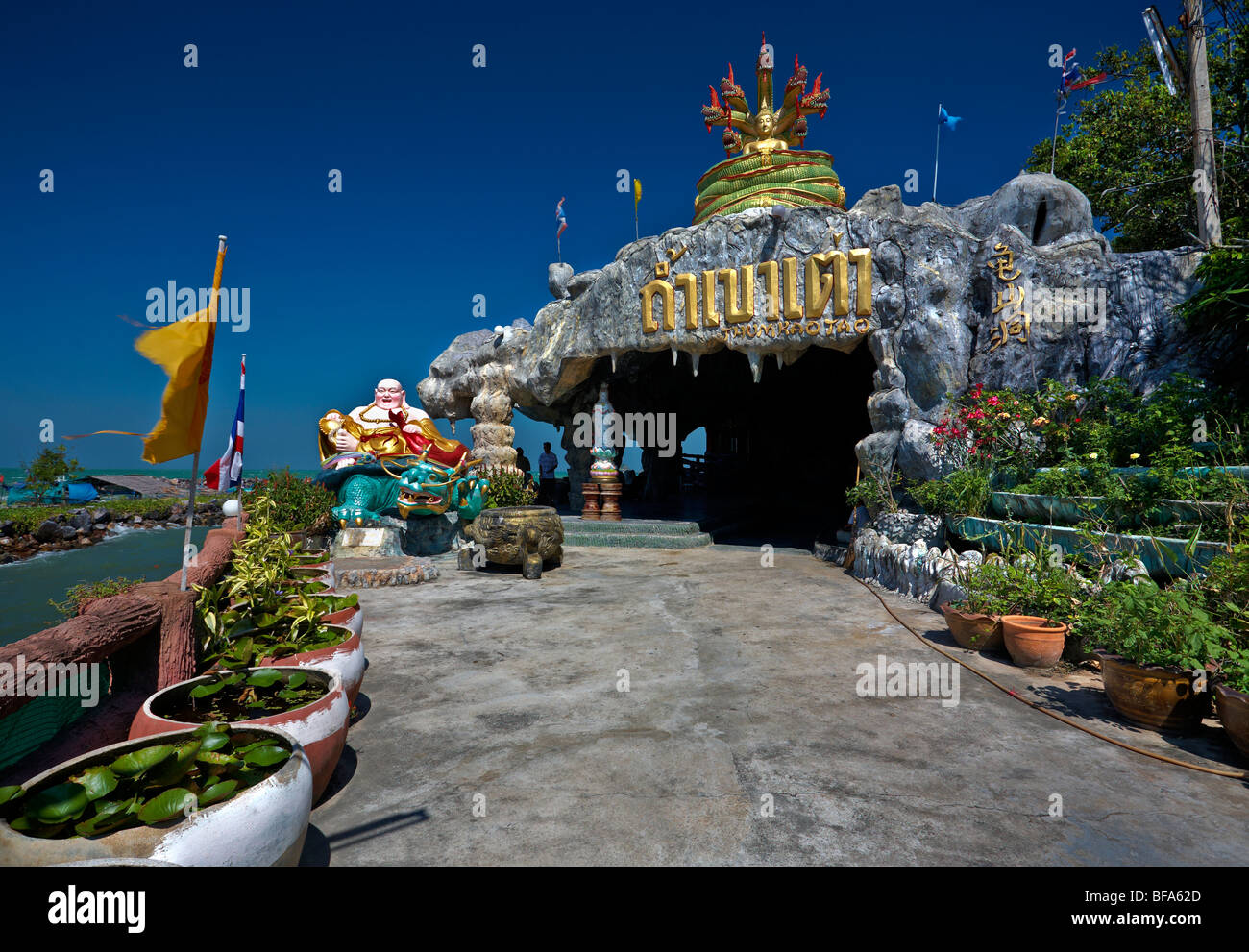 Entrance to Khao Tao cave and Buddhist temple, Hua Hin, Thailand S. E ...