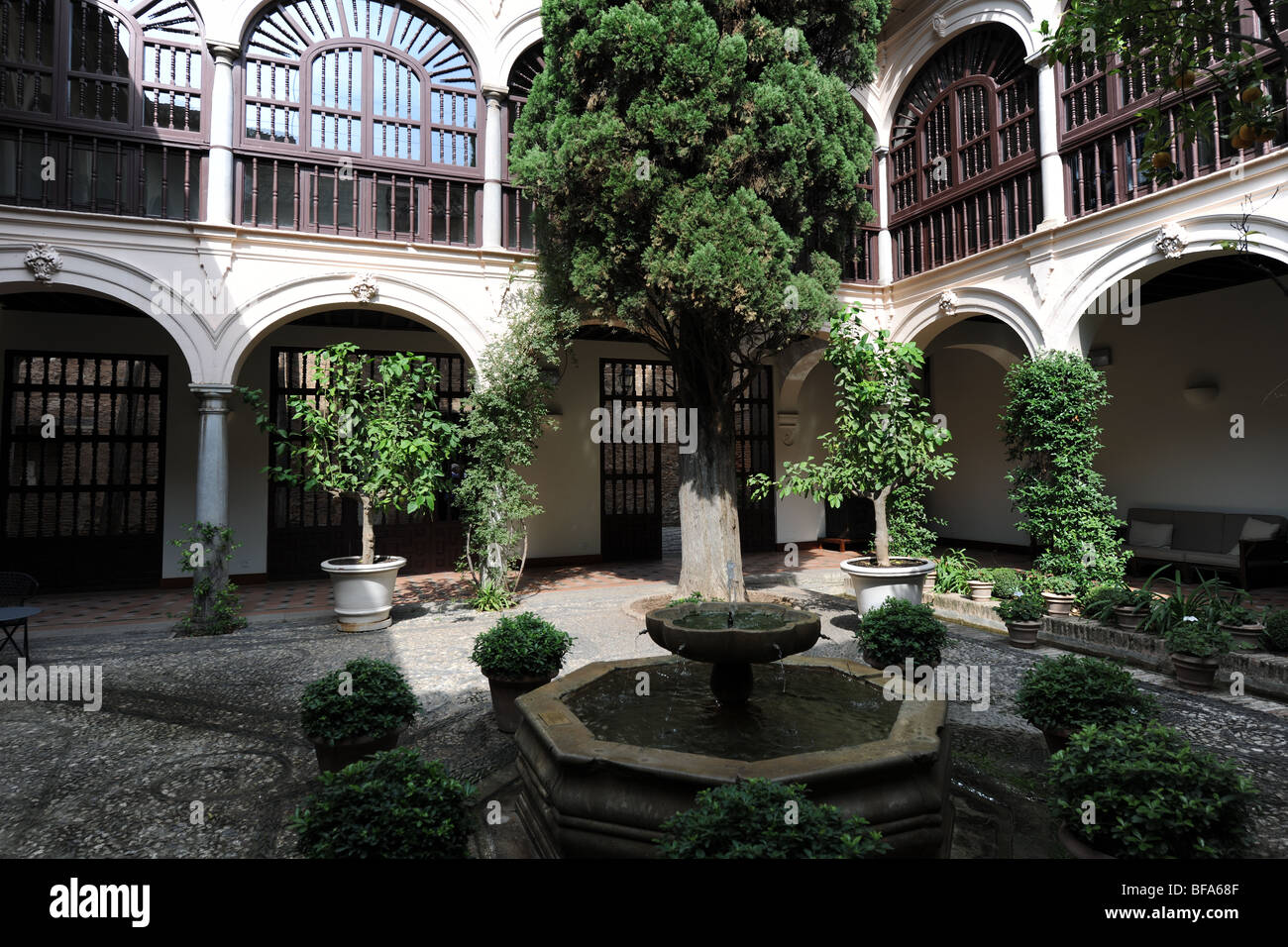 cobbled courtyard of Parador San Francisco, The Alhambra, Granada ...