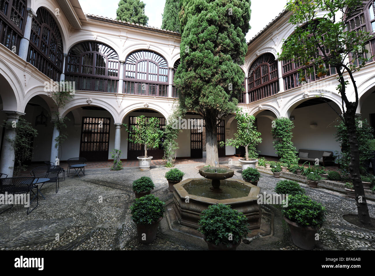 cobbled courtyard in Parador San Francisco, The Alhambra, Granada ...