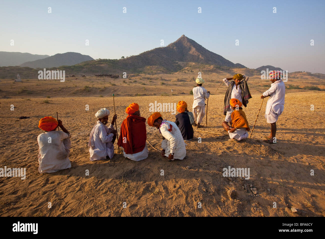 Rajput men in front of the Savitri Hindu Temple at the Camel Fair in ...