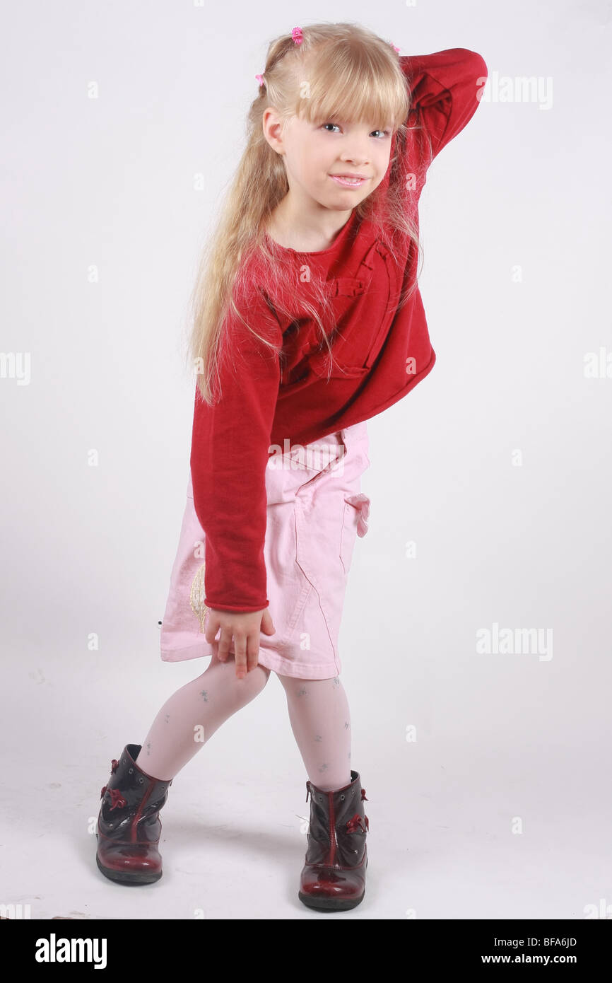 kid child expressive emotions girl white background standing portrait ...