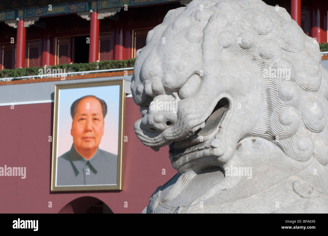 Stone sculpture chairman mao architecture communism day outdoors ...