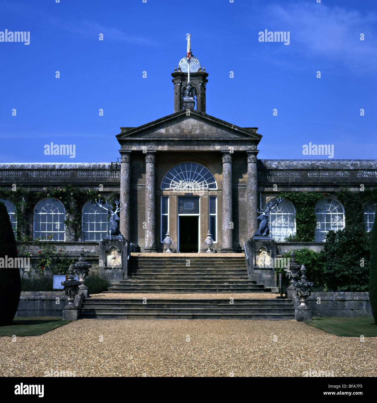 View of the main entrance to Bowood House, Calne, Chippenham, Wiltshire ...