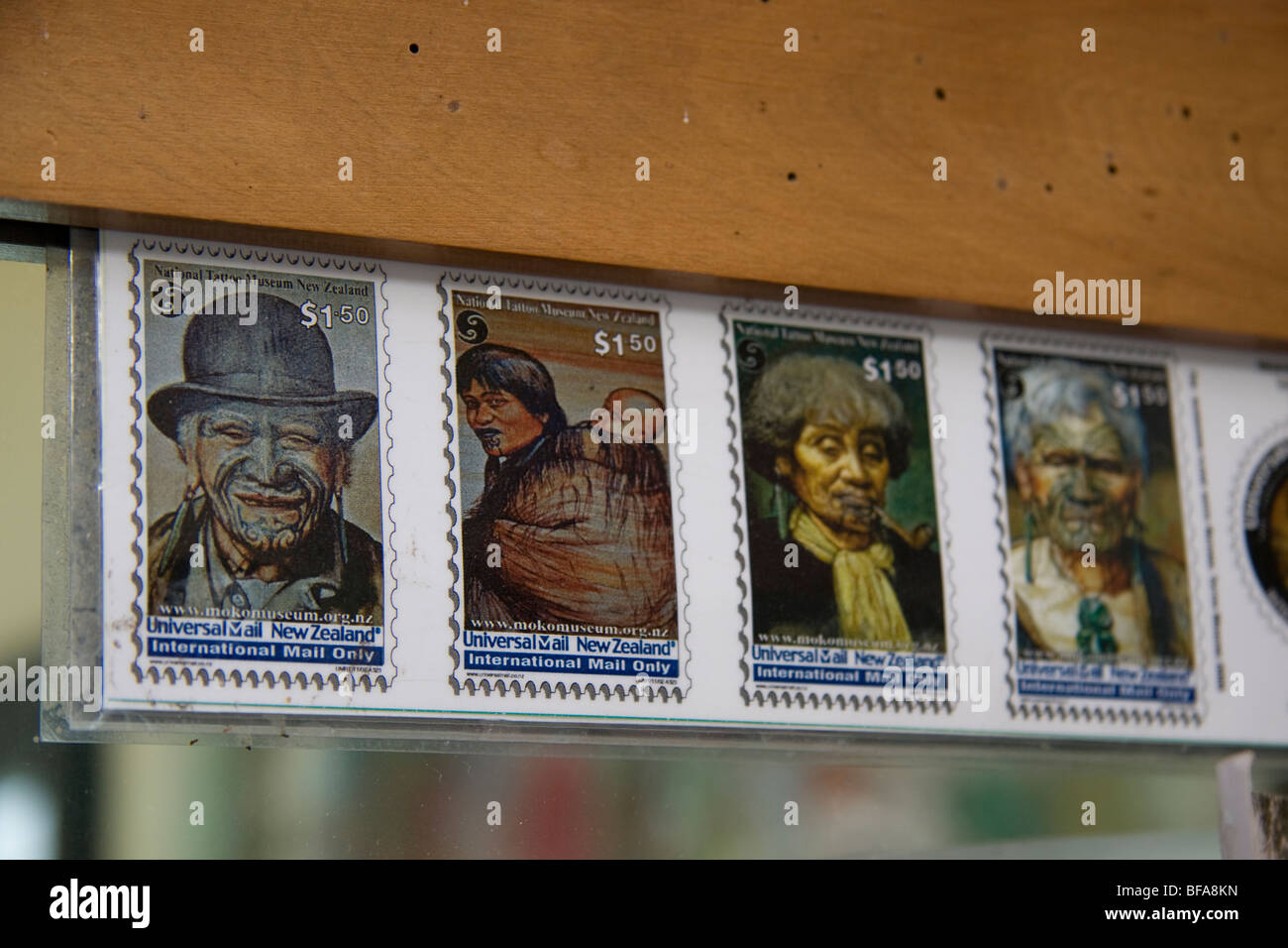Stamps with Maori facial moko pictures produced by the New Zealand ...