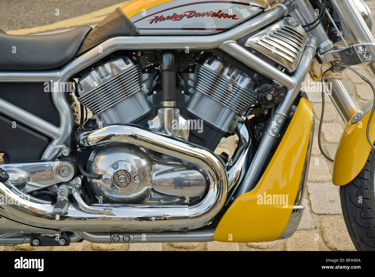 Engine detail on Harley Davidson Motorcycle Stock Photo - Alamy