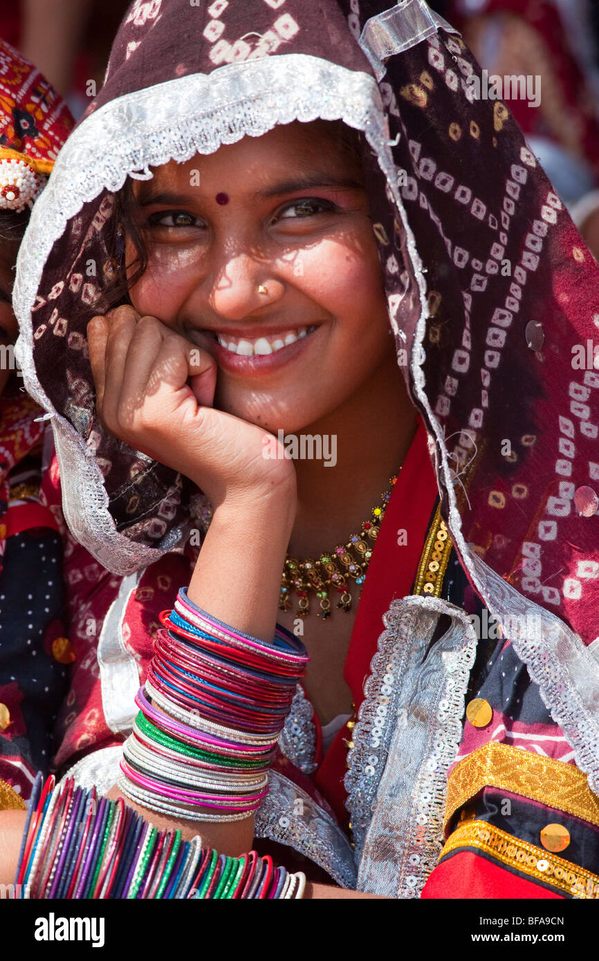 Beautiful young Rajput Girl at the Camel Fair in Pushkar India Stock ...