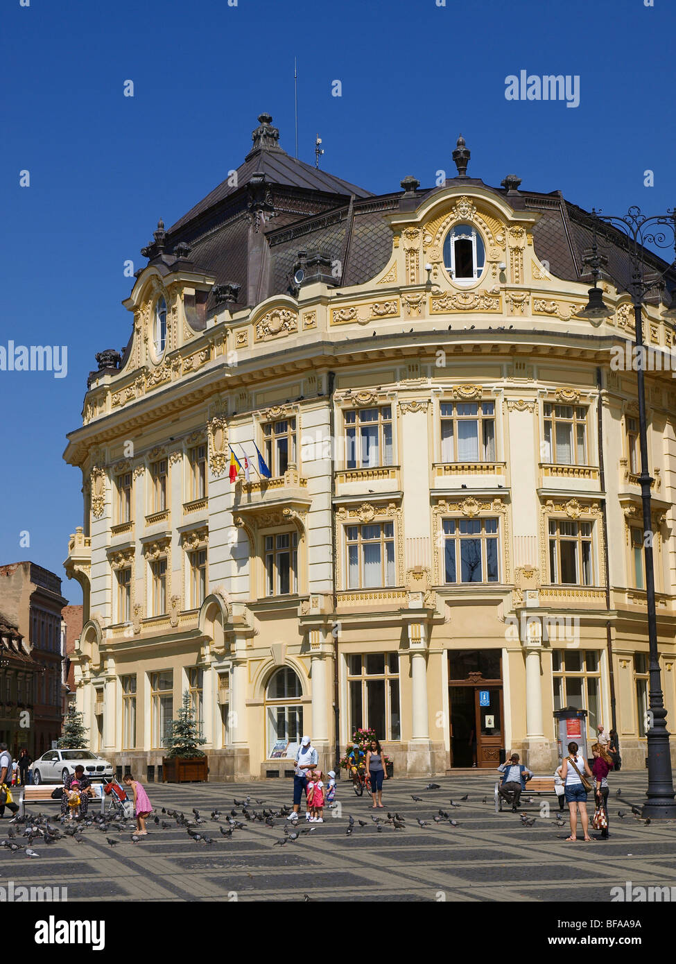 Sibiu, city center, city hall Stock Photo - Alamy