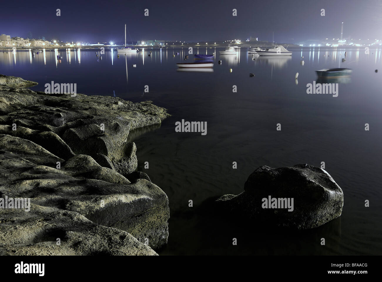 view of a bay at night Stock Photo - Alamy