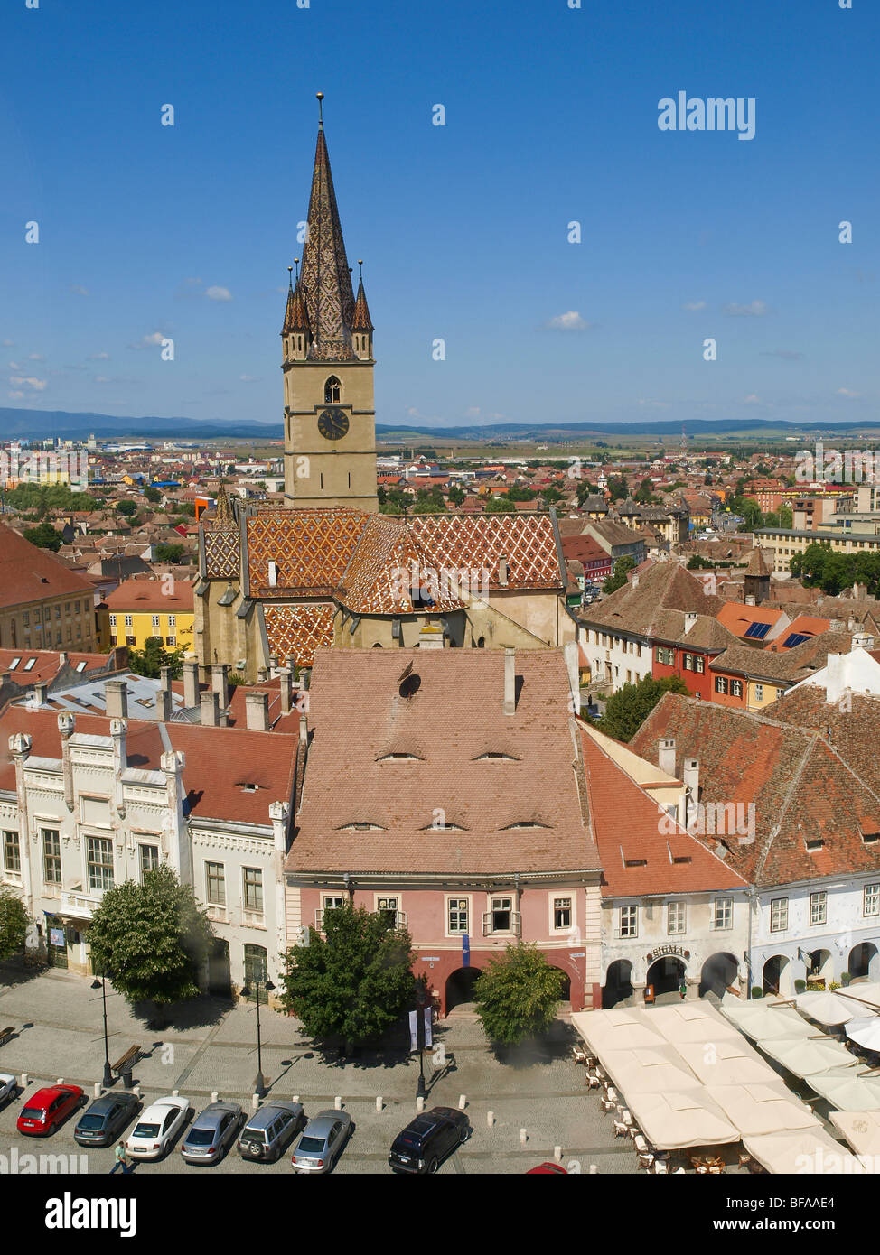 Sibiu, city center, evangelic church Stock Photo - Alamy