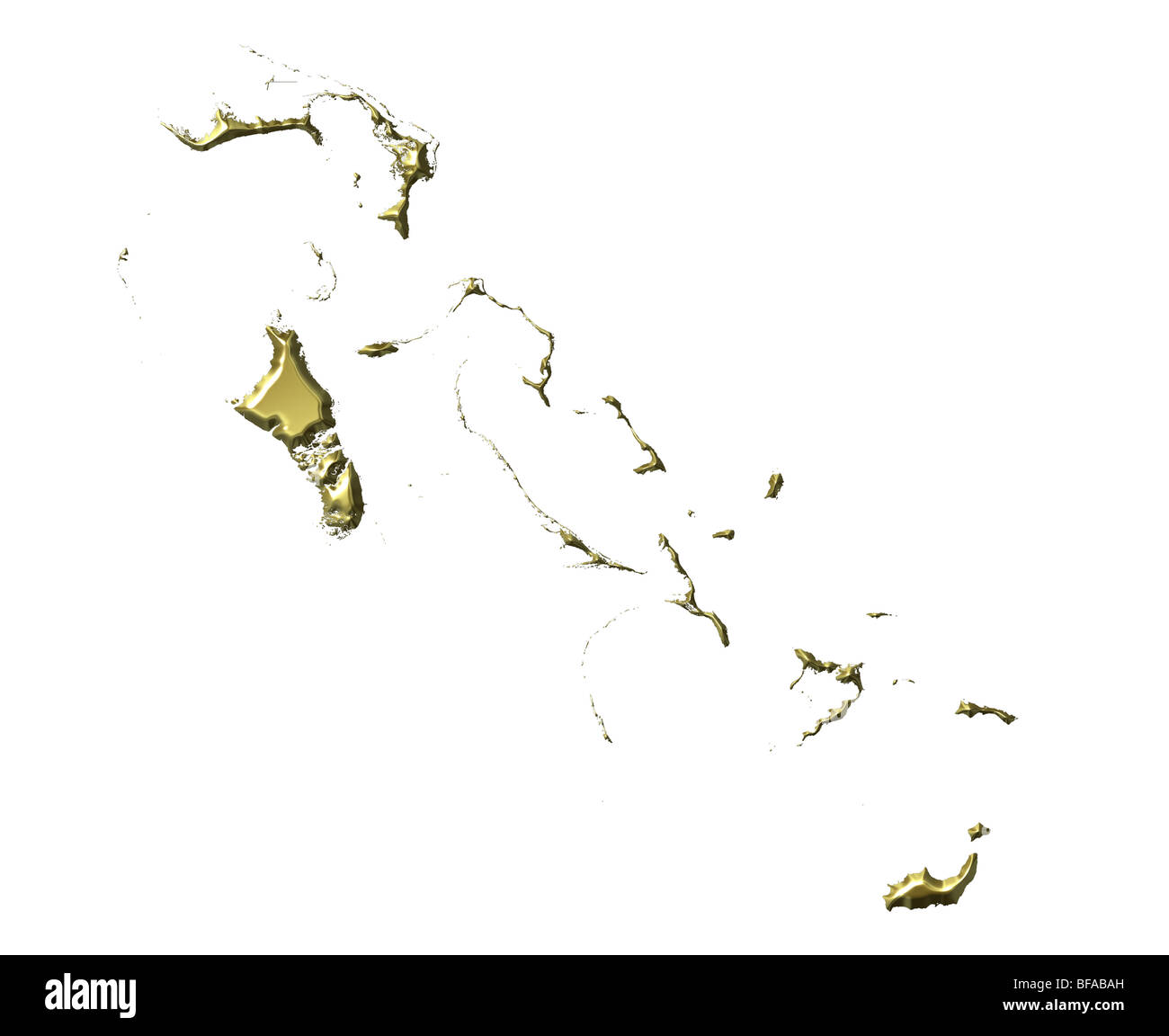 Bahamas 3d golden map Stock Photo - Alamy