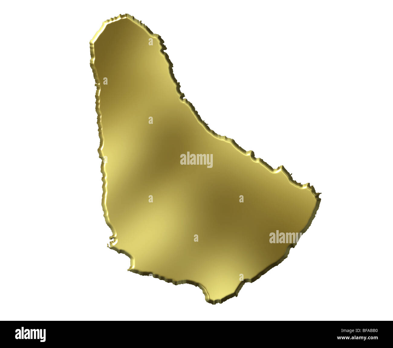 Barbados 3d golden map Stock Photo - Alamy