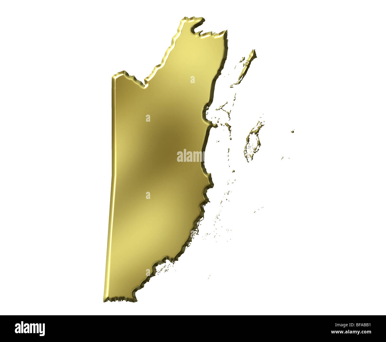 Belize 3d golden map Stock Photo - Alamy