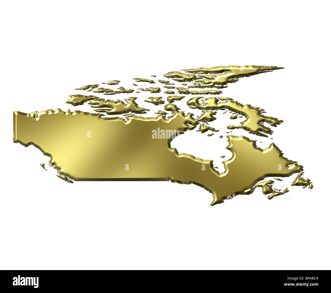 Canada 3d golden map Stock Photo - Alamy
