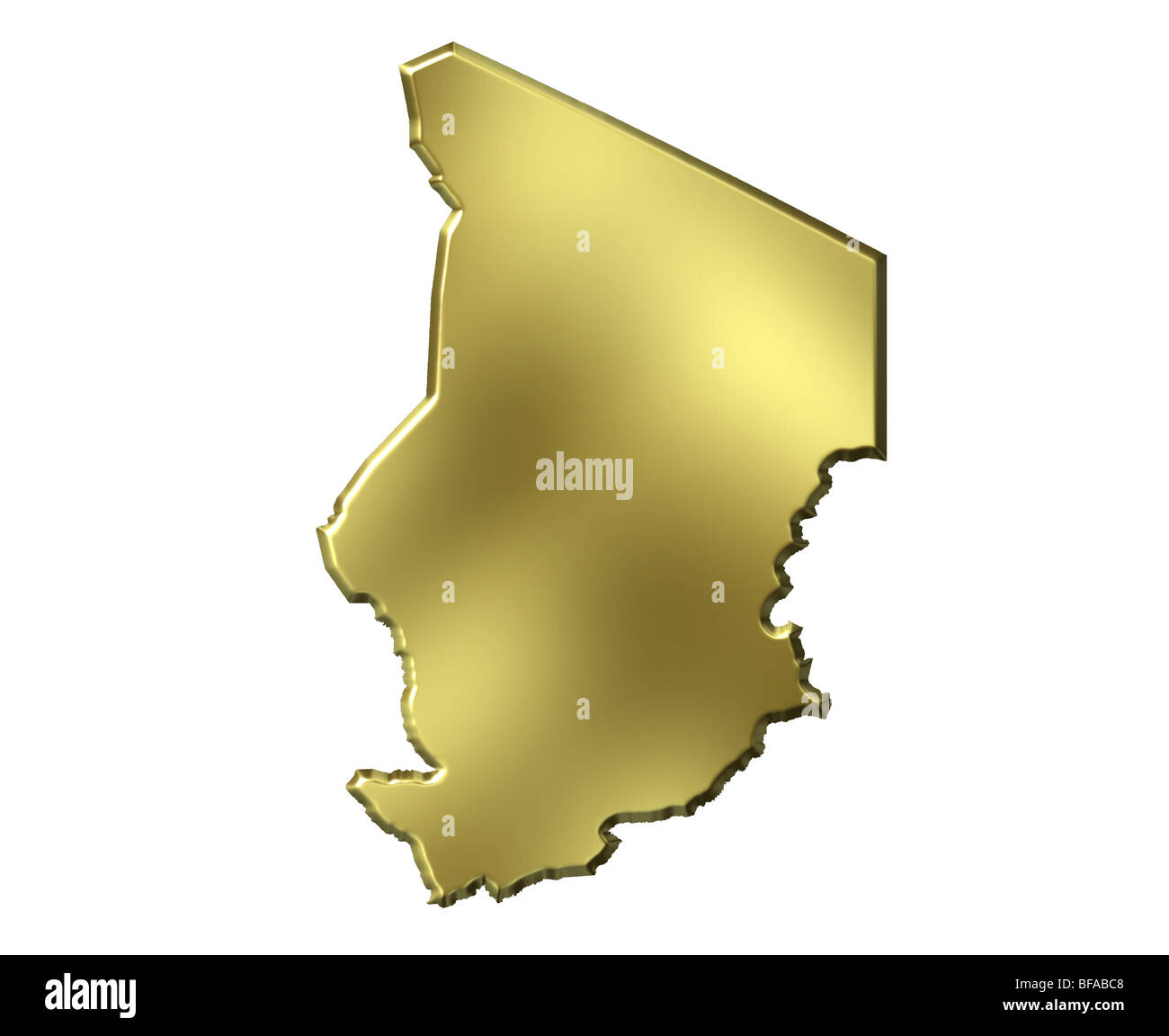 Chad 3d golden map Stock Photo - Alamy