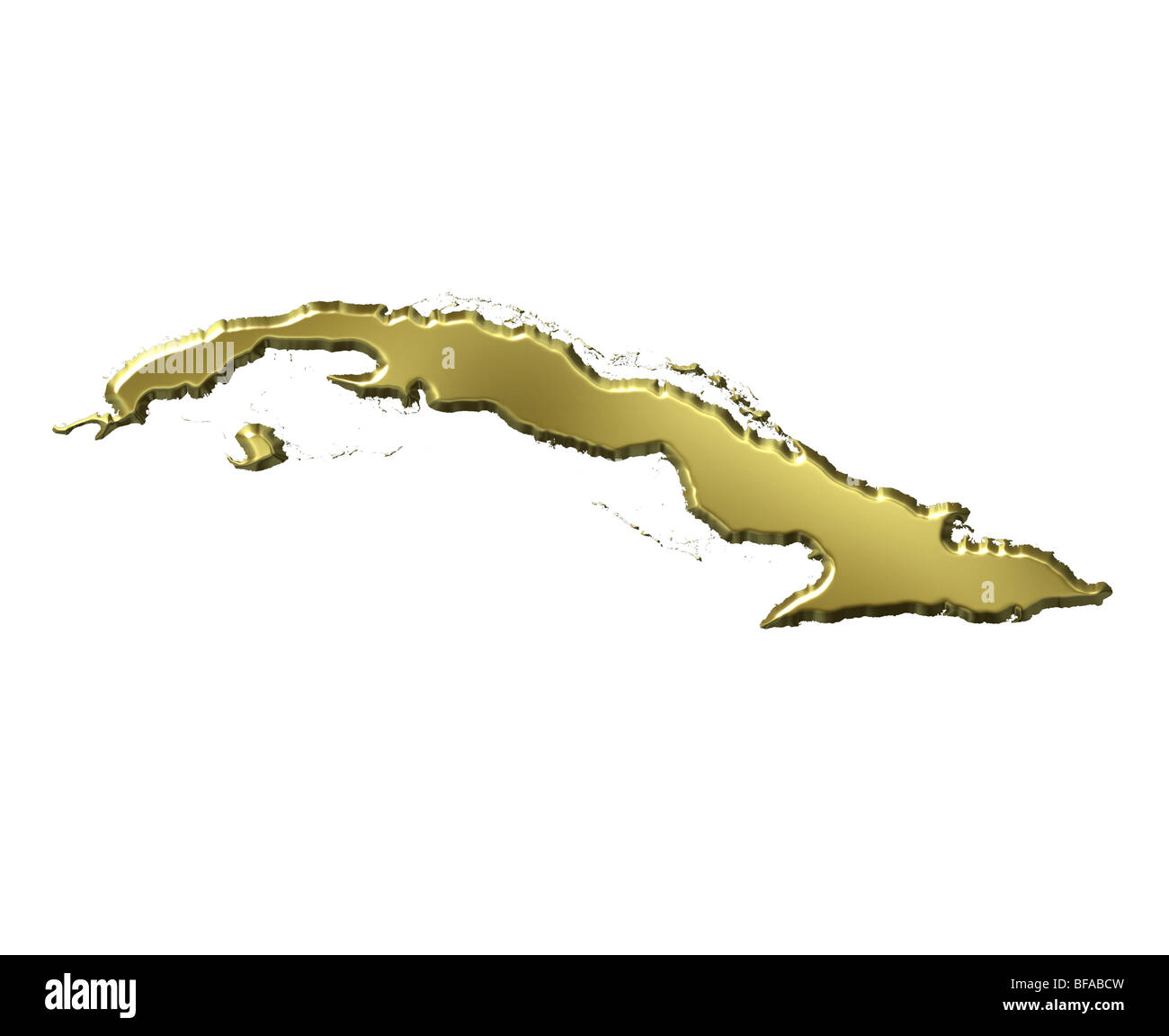 Cuba 3d golden map Stock Photo - Alamy