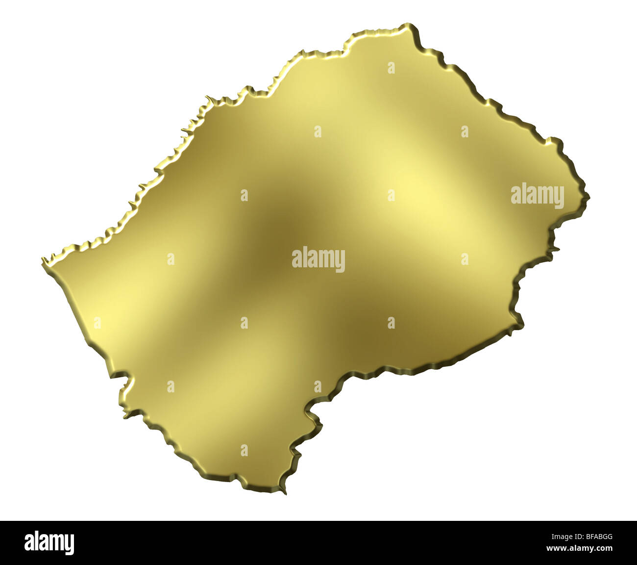 Lesotho 3d golden map Stock Photo - Alamy