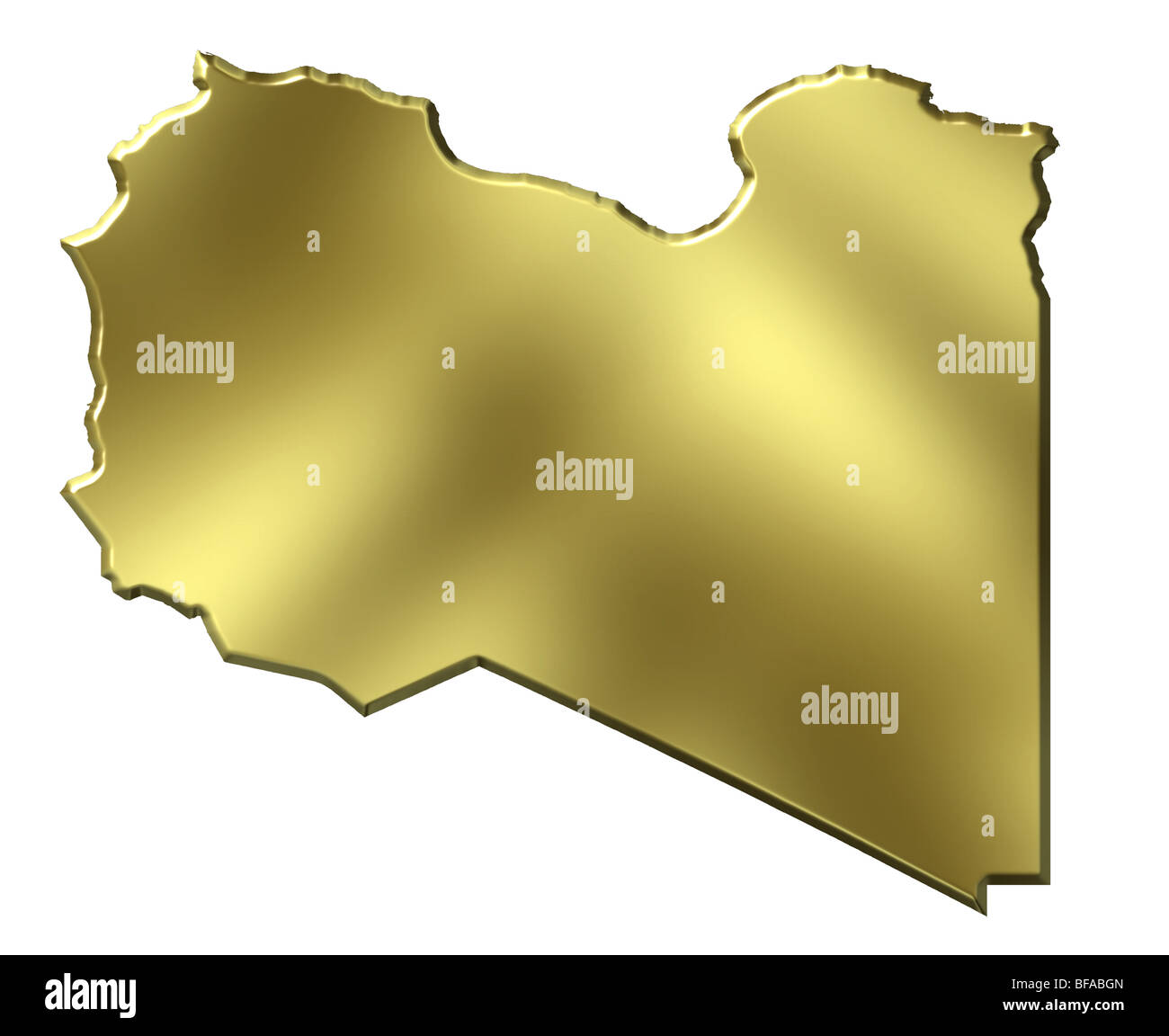 Libya 3d golden map Stock Photo - Alamy
