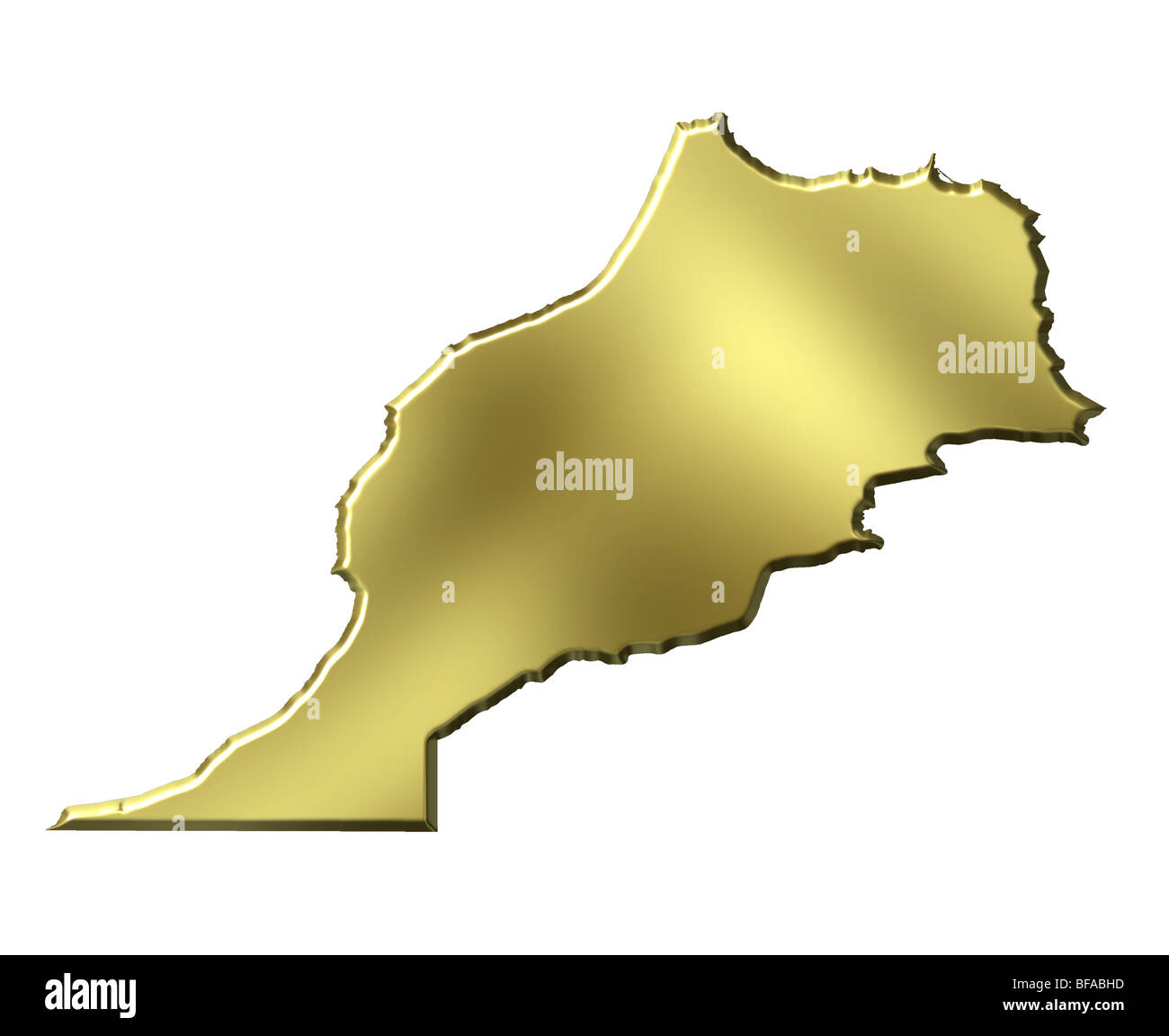 Morocco 3d golden map Stock Photo - Alamy