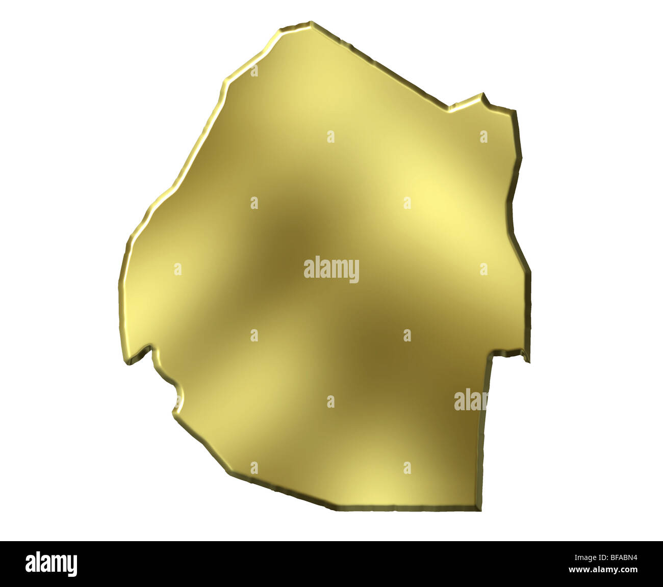 Swaziland 3d golden map Stock Photo - Alamy