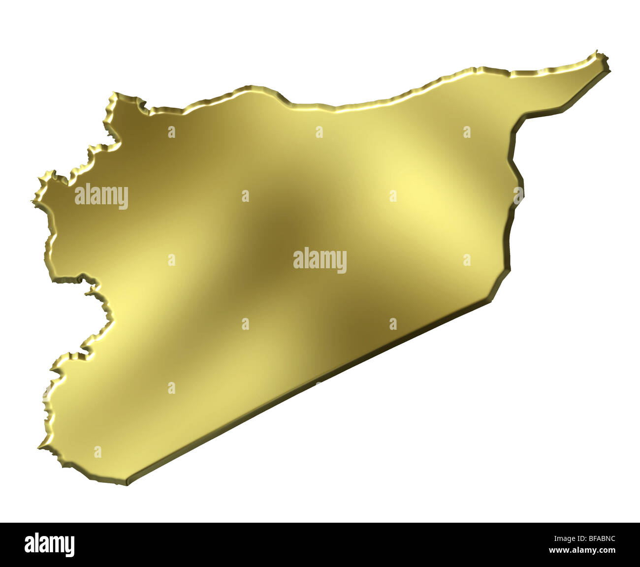 Syria 3d golden map Stock Photo - Alamy