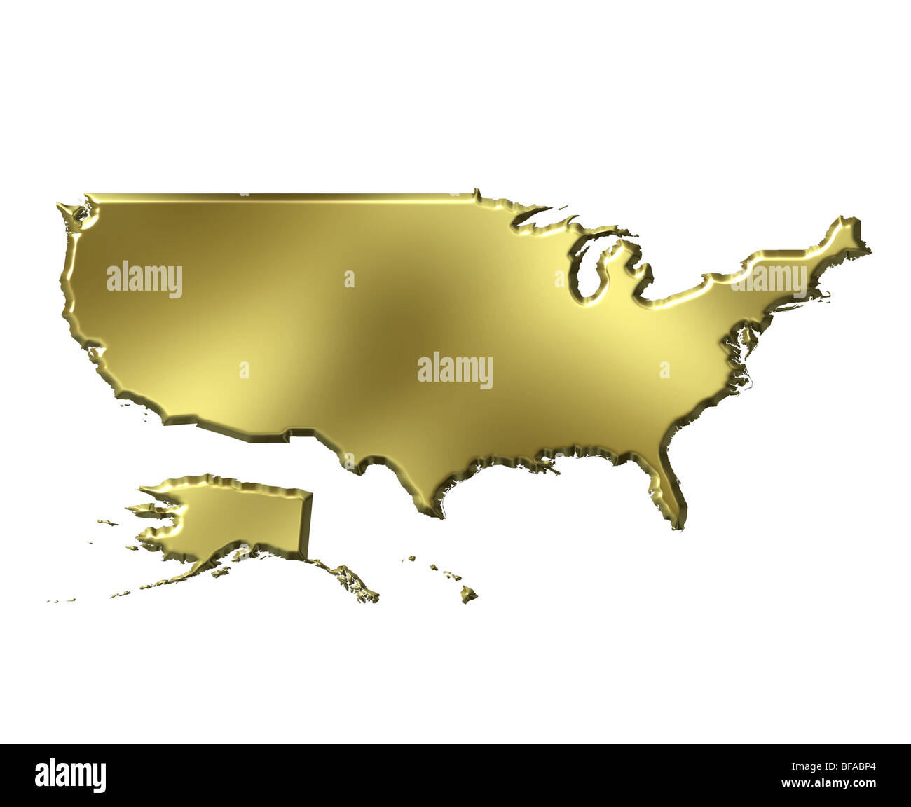 USA 3d golden map Stock Photo - Alamy
