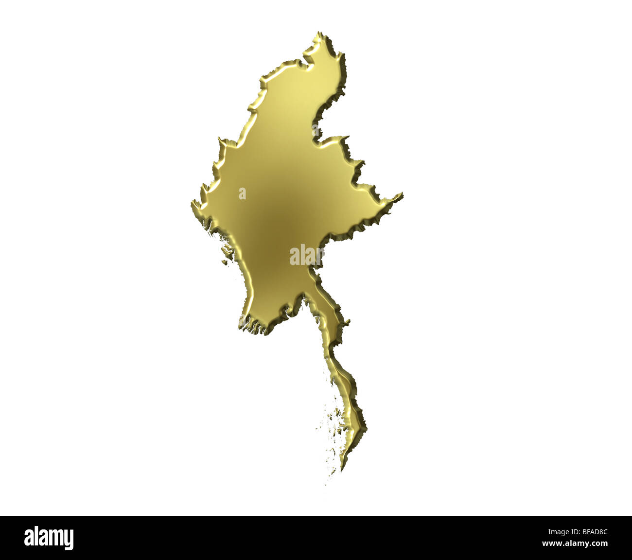 Myanmar 3d golden map Stock Photo - Alamy