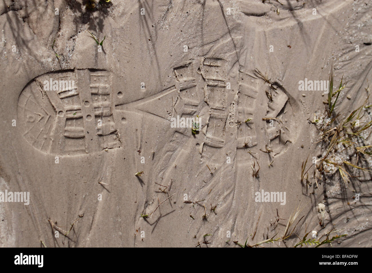 Footprint made by hiking boot in wet sand Stock Photo - Alamy