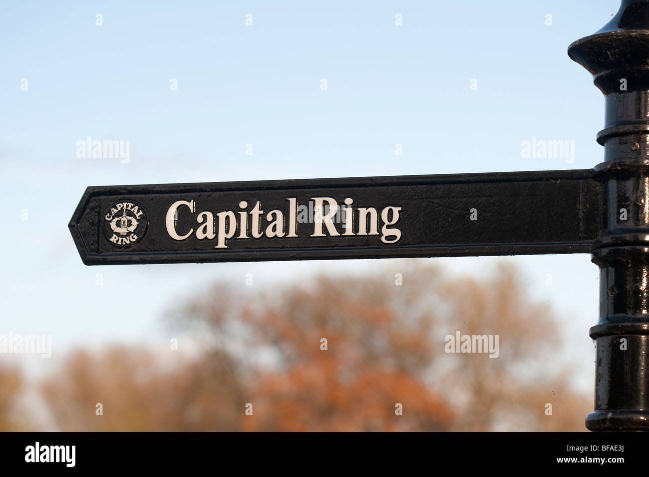 The Capital Ring is a walking & cycling path around London. This sign ...