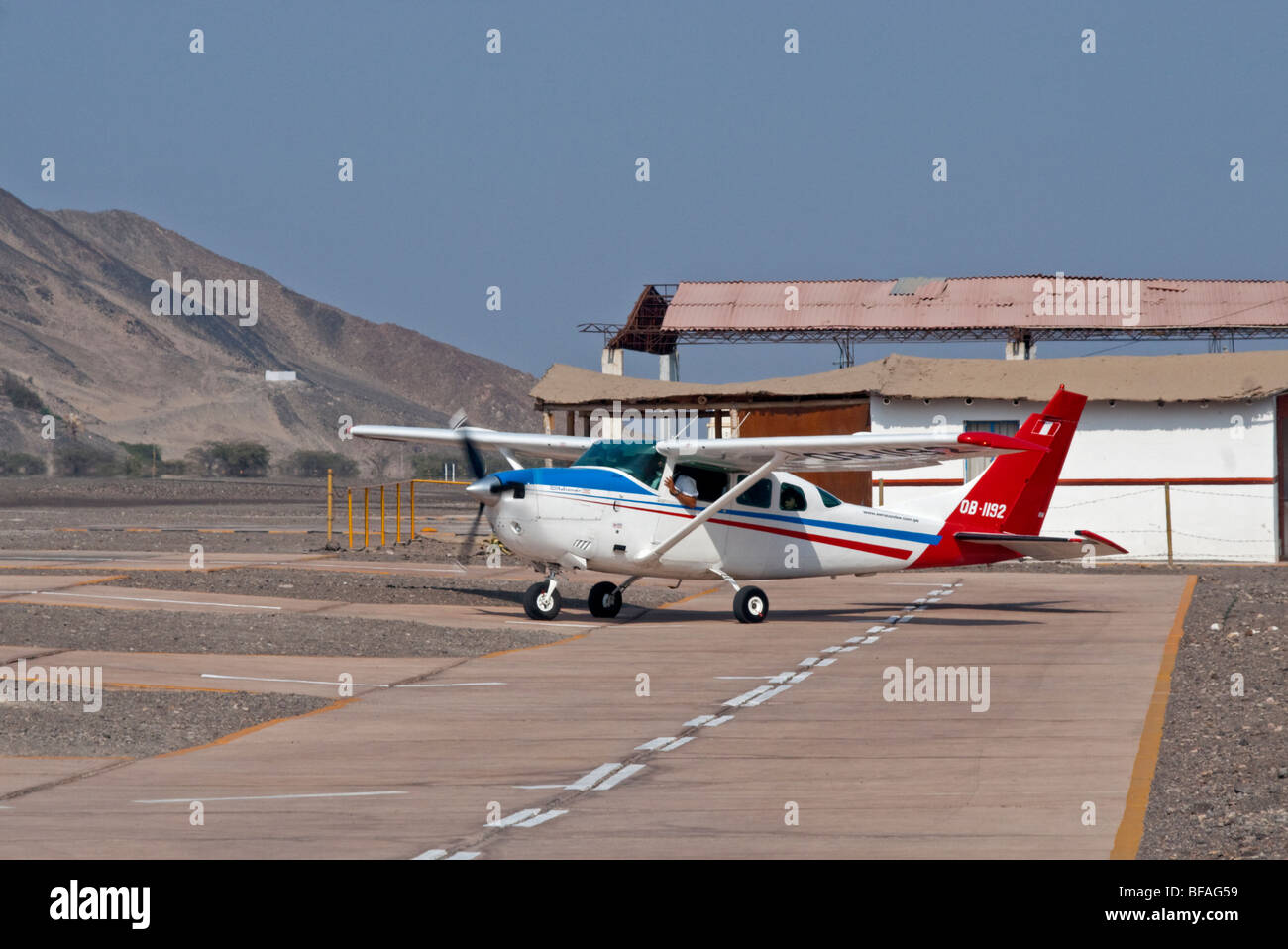 Cessna Aircraft taking passengers for a flight over the Nazca Lines ...
