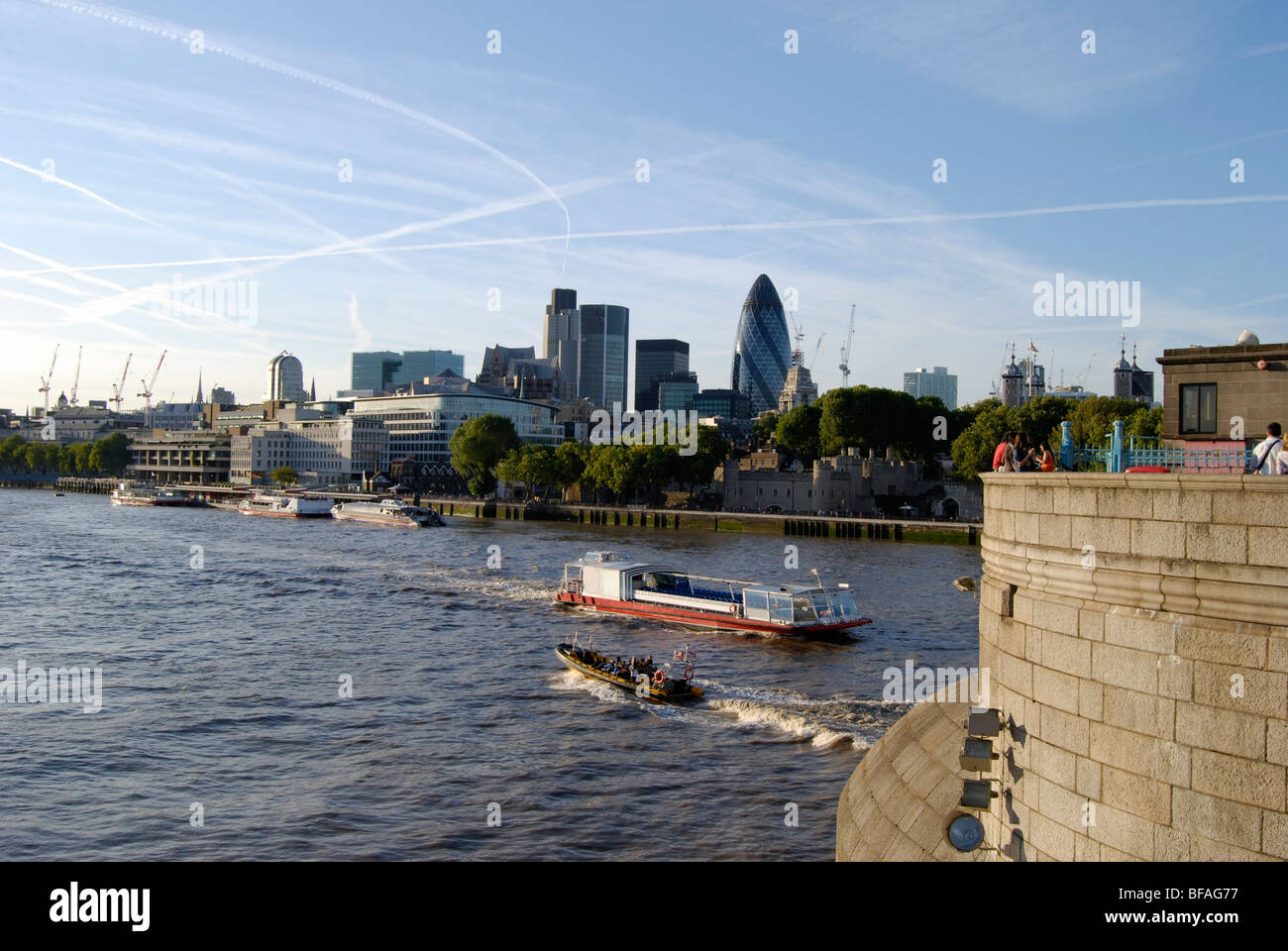 View of the River Thames and Tower of London from Tower Bridge, London ...