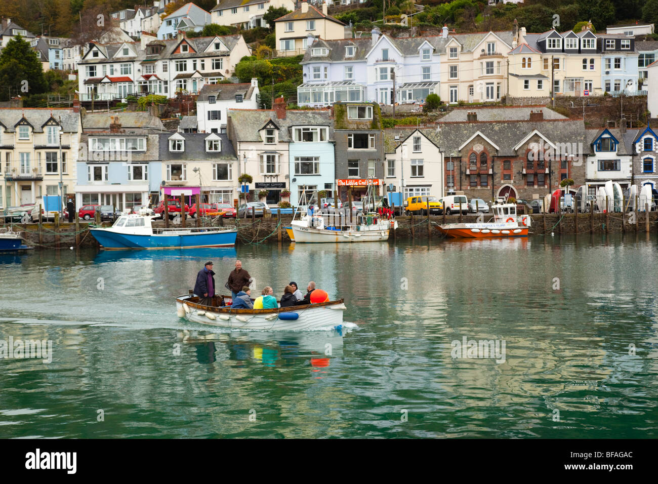 Looe; boats in the harbour; Cornwall; ferry crossing river Stock Photo ...
