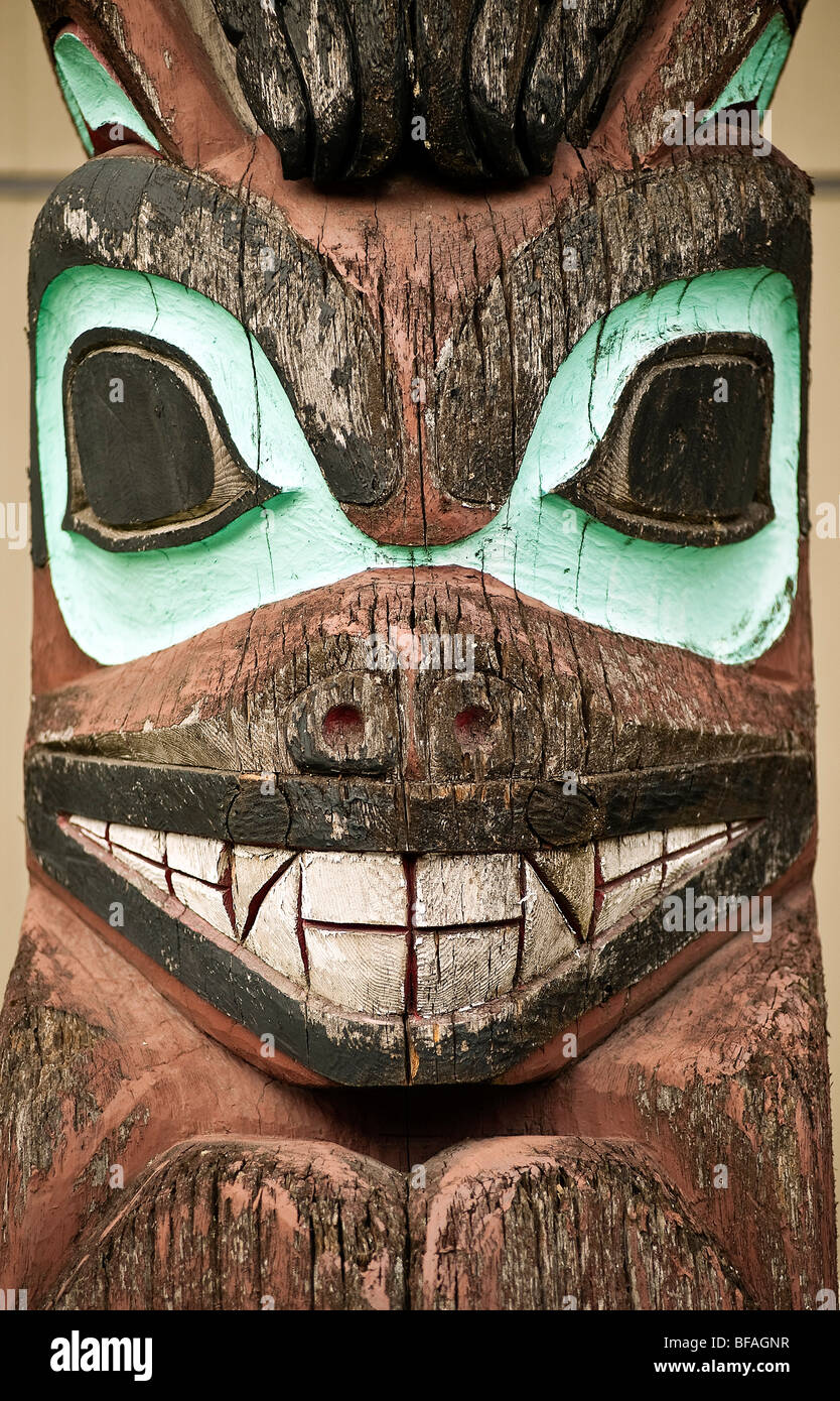 Totem pole detail, Juneau, Alaska, USA Stock Photo - Alamy