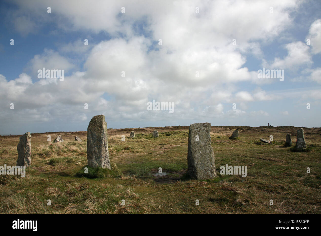 The Nine Maidens stone circle called Boskednan near to Porthmeor, West ...