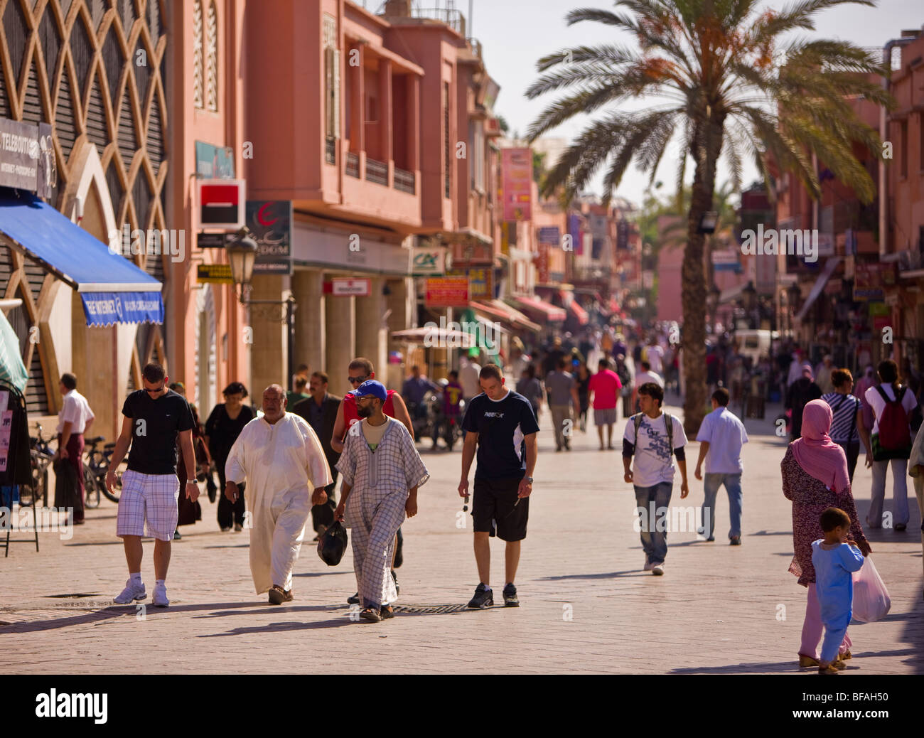 MARRAKESH, MOROCCO - Djemaa el-Fna main square in the medina Stock ...