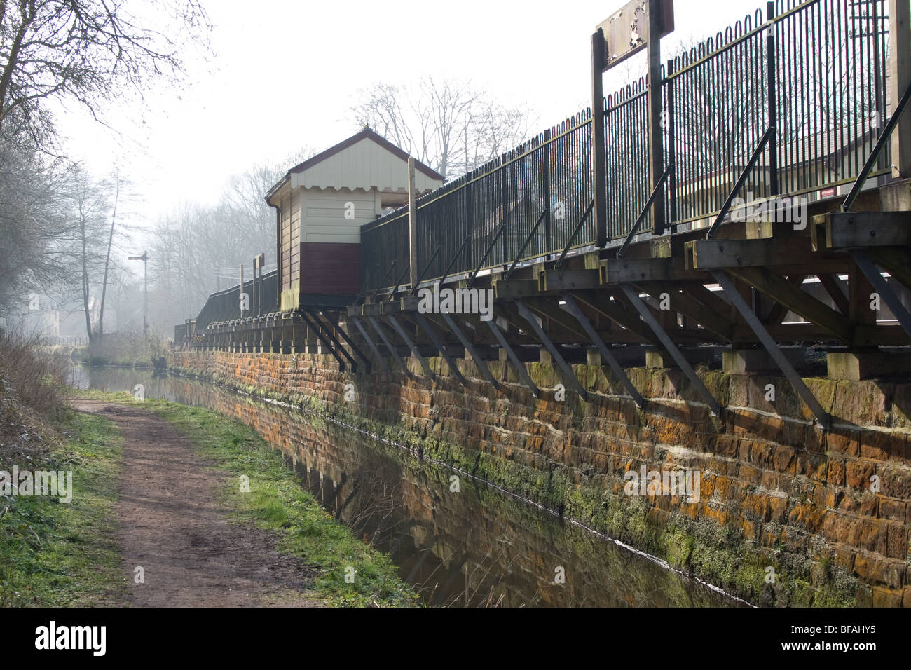 Cauldon canal running alongside Consall railway station Stock Photo - Alamy