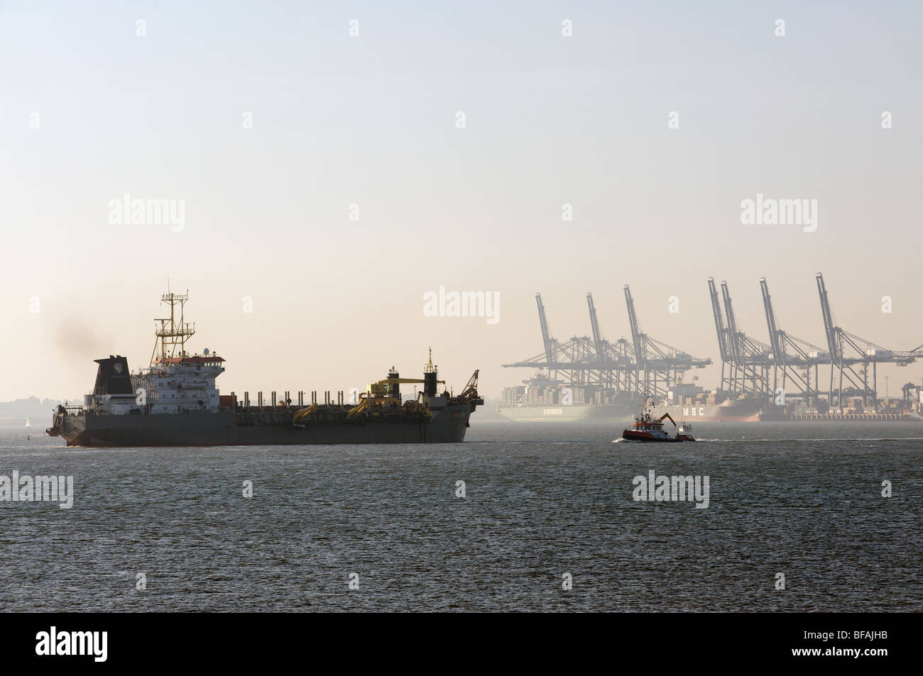 Dredger working to keep the deep-water channel open at the Port of ...