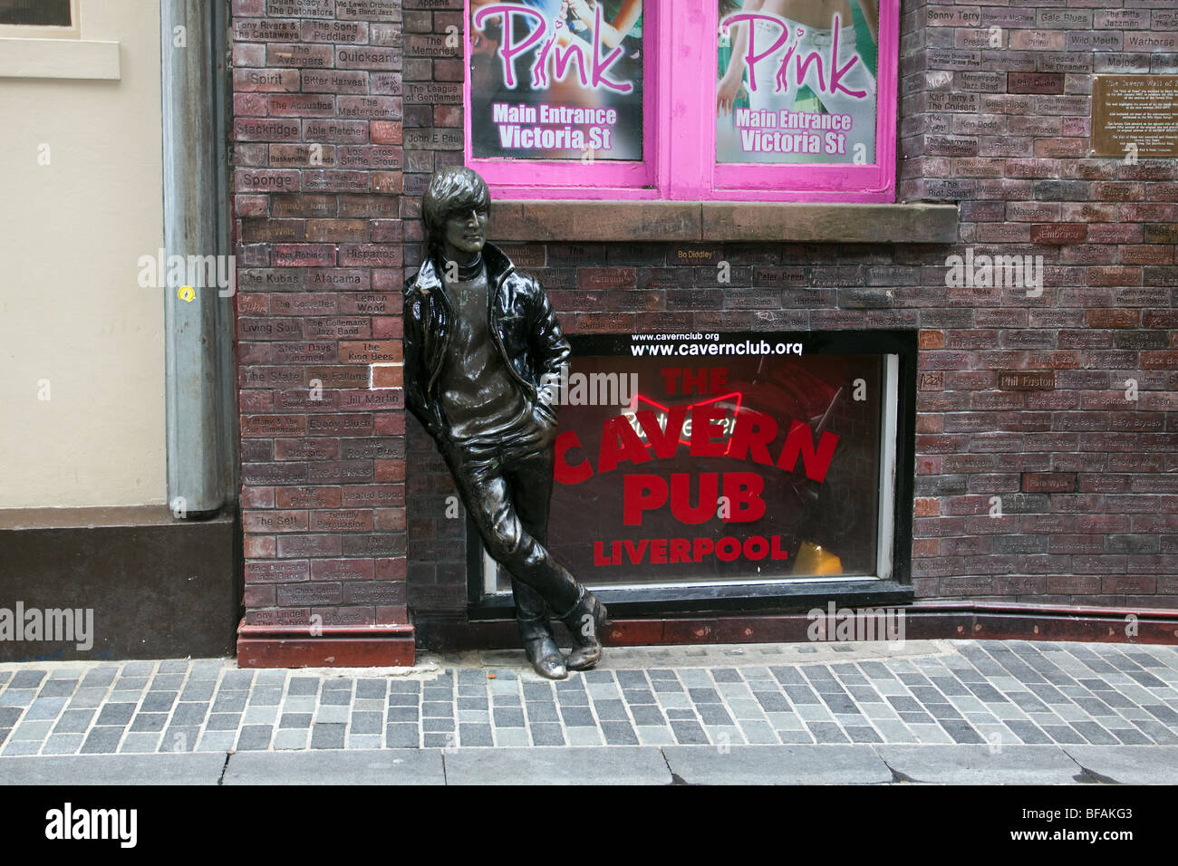 Statue of John Lennon outside the Cavern Pub in Mathew Street Liverpool ...
