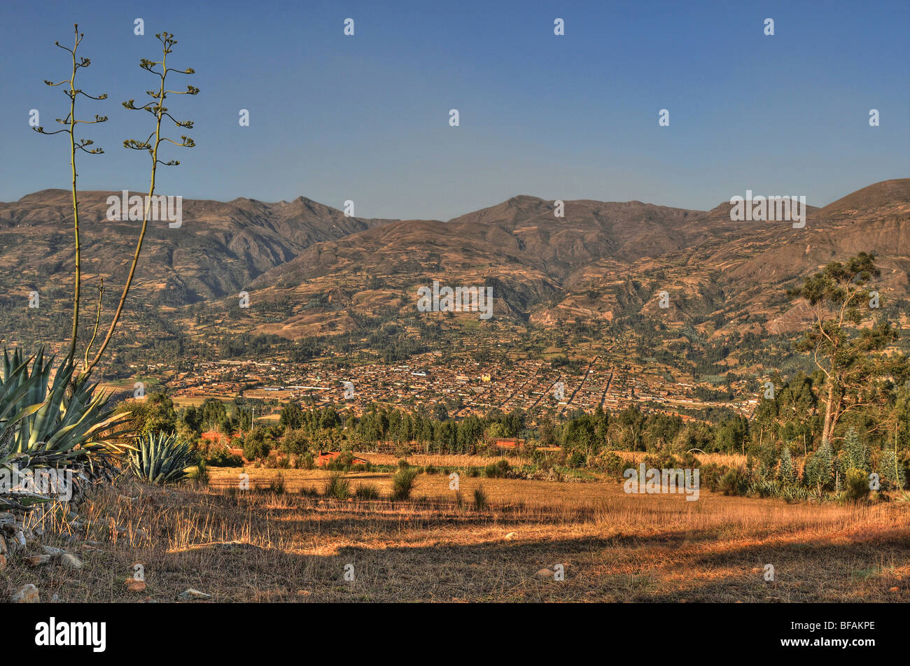 Cajabamba town panoramic view from the west side in Northern Peru Stock ...