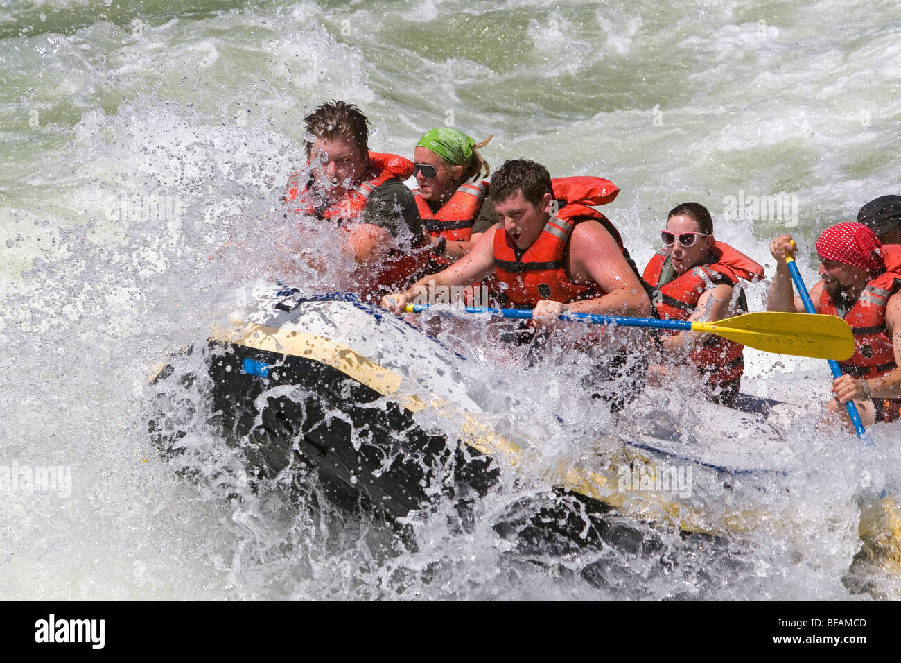 Whitewater rafting the main Payette River in southwestern Idaho, USA ...
