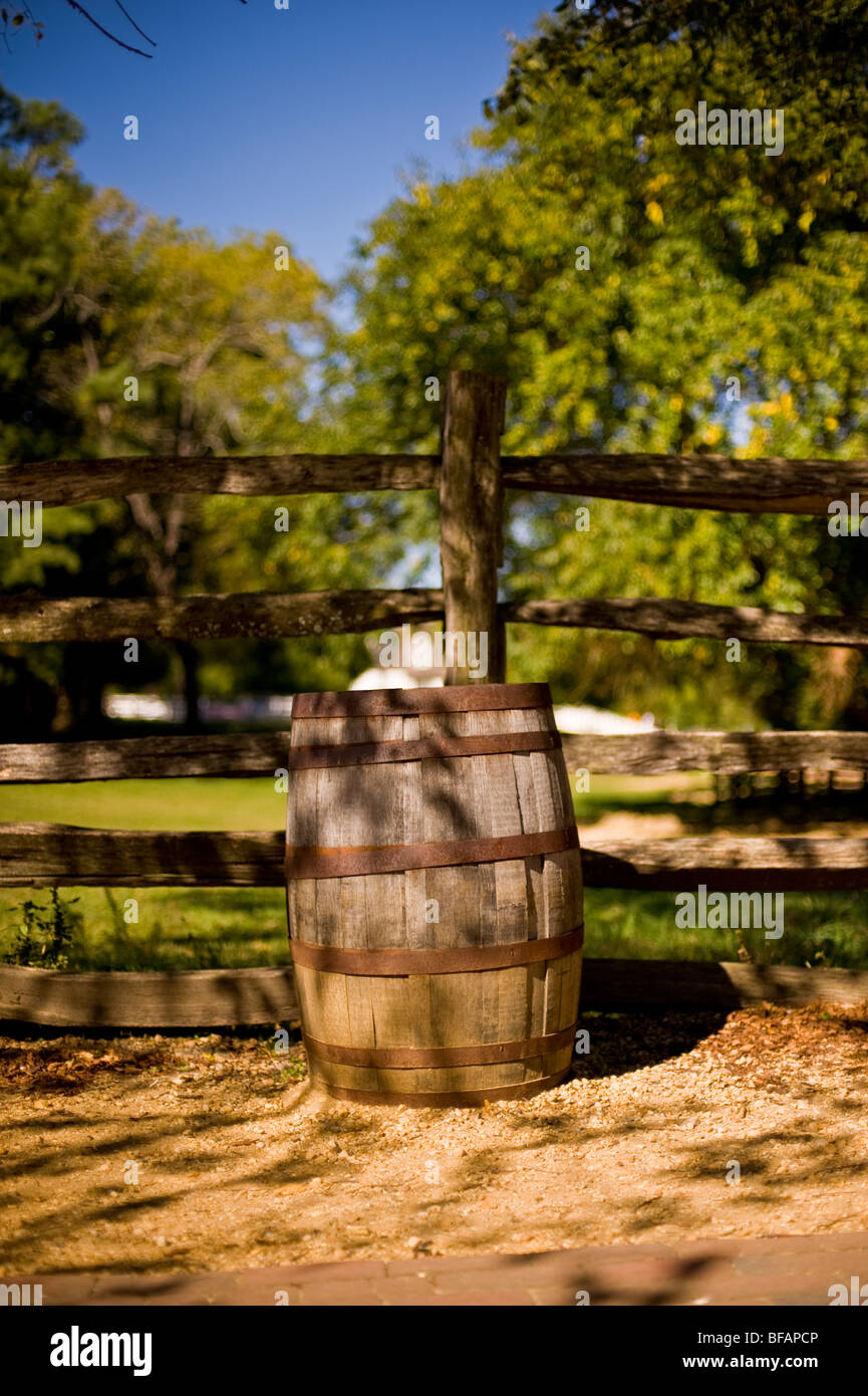 Wood barrel in front fence hi-res stock photography and images - Alamy