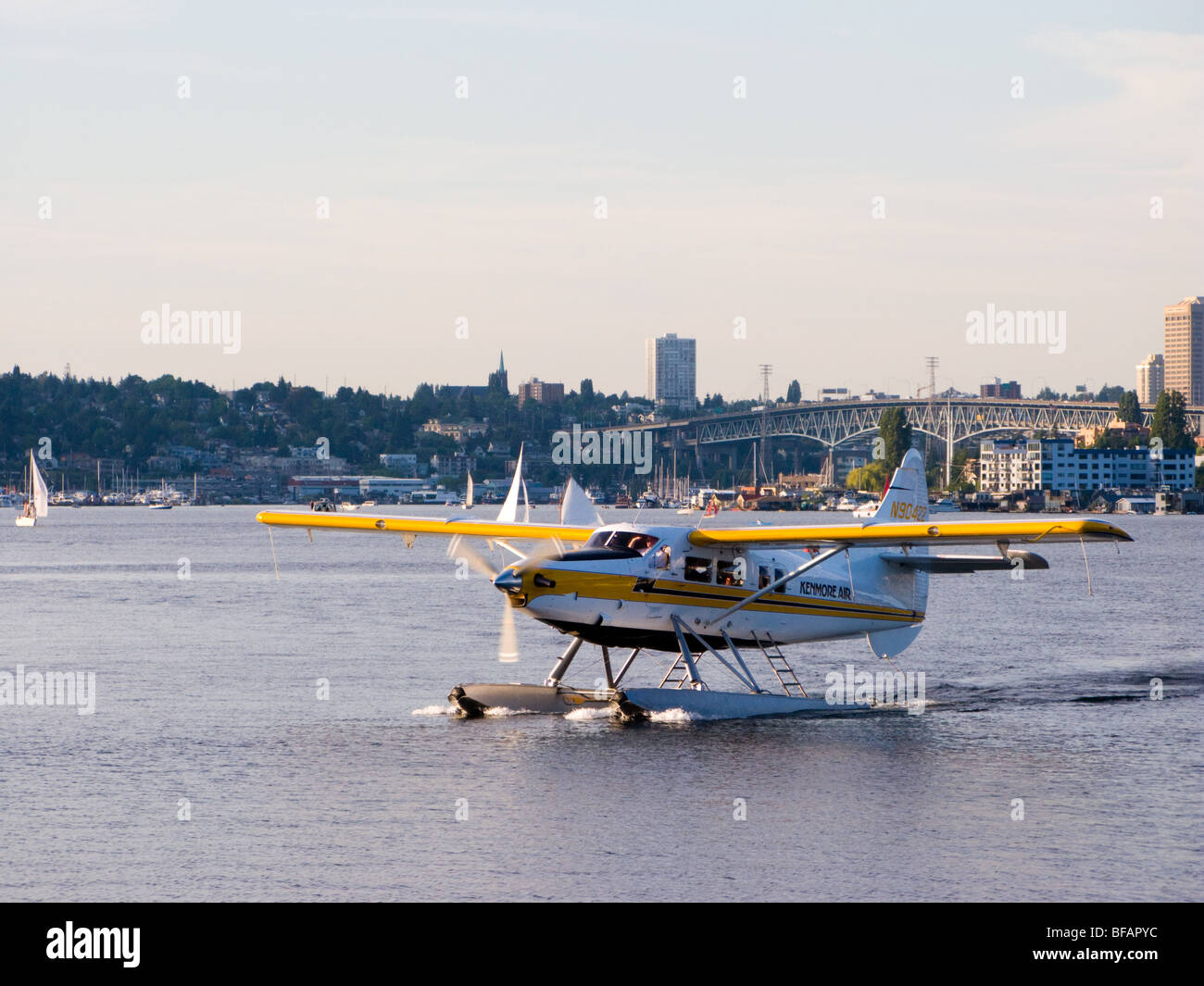 Kenmore Air amphibious airplane, Lake Union, Seattle, Washington Stock ...