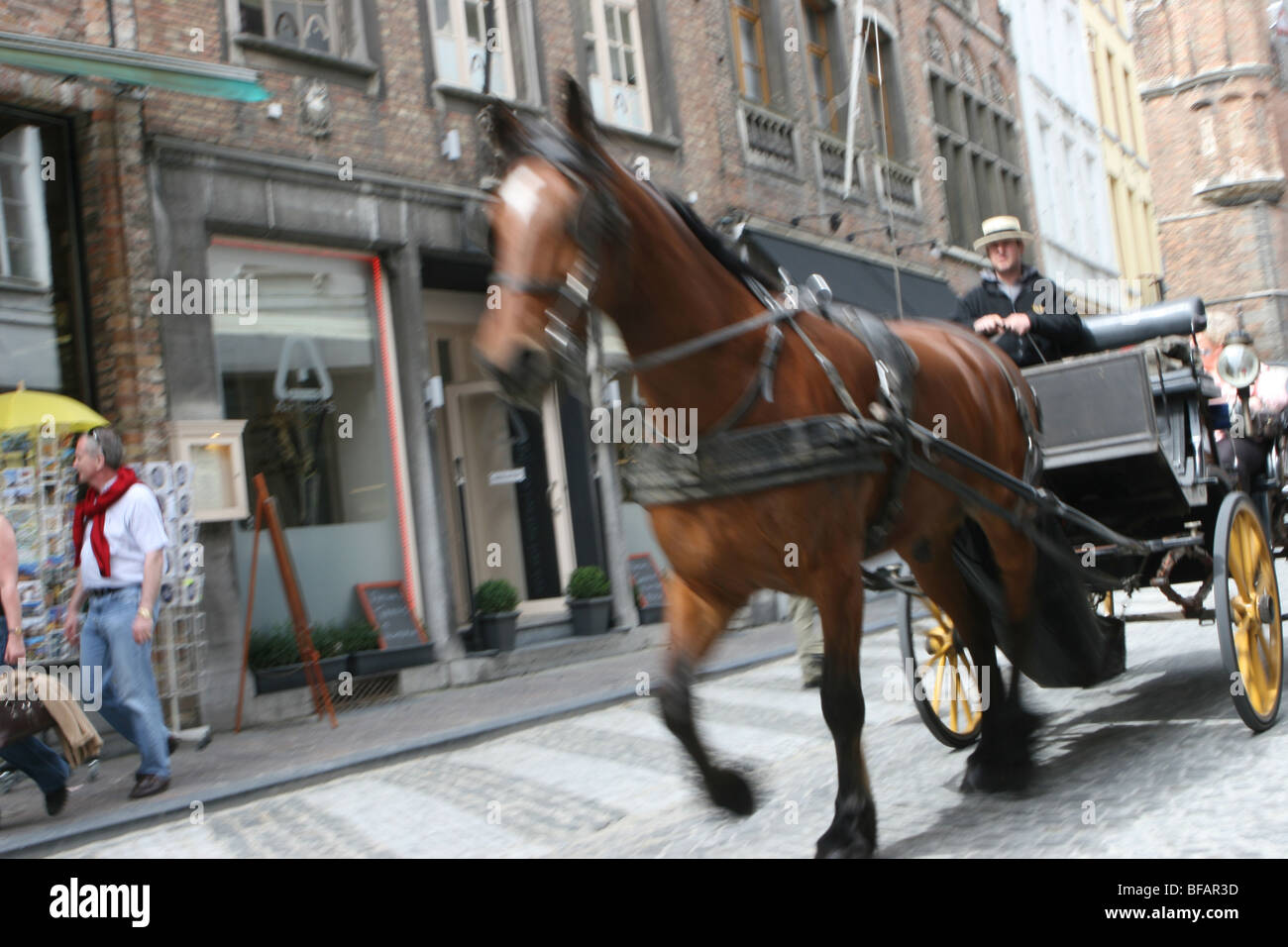Riding a horse carriage in Bruges,Belgium Stock Photo - Alamy