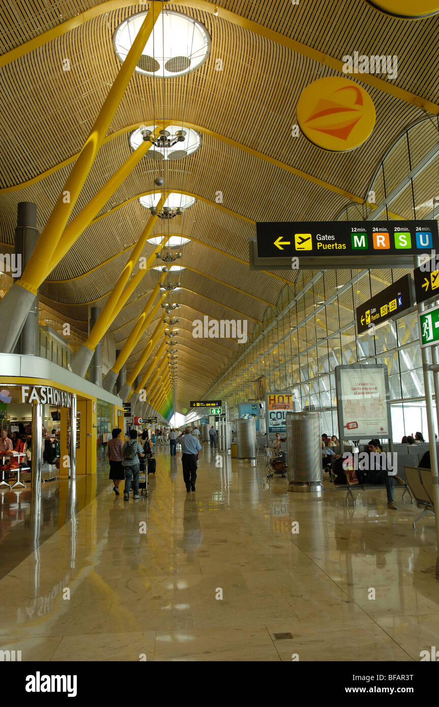 Barajas International Airport Terminal, Madrid, Spain; interior view of ...