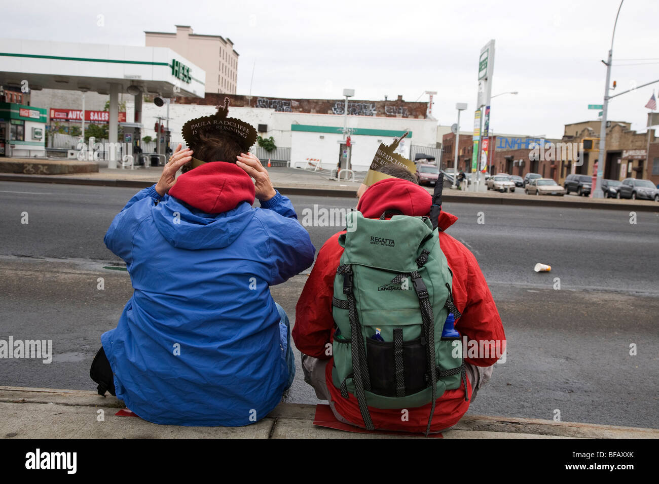 Marathon spectators in Brooklyn wearing crowns promoting Paula ...