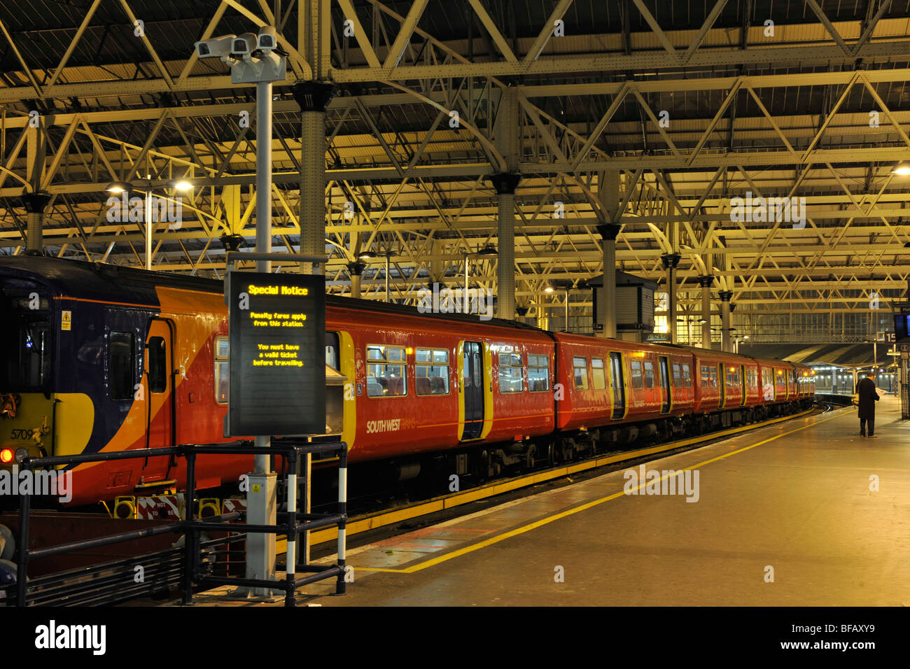 Commuter train at Station platform, Waterloo, London, England, UK Stock ...