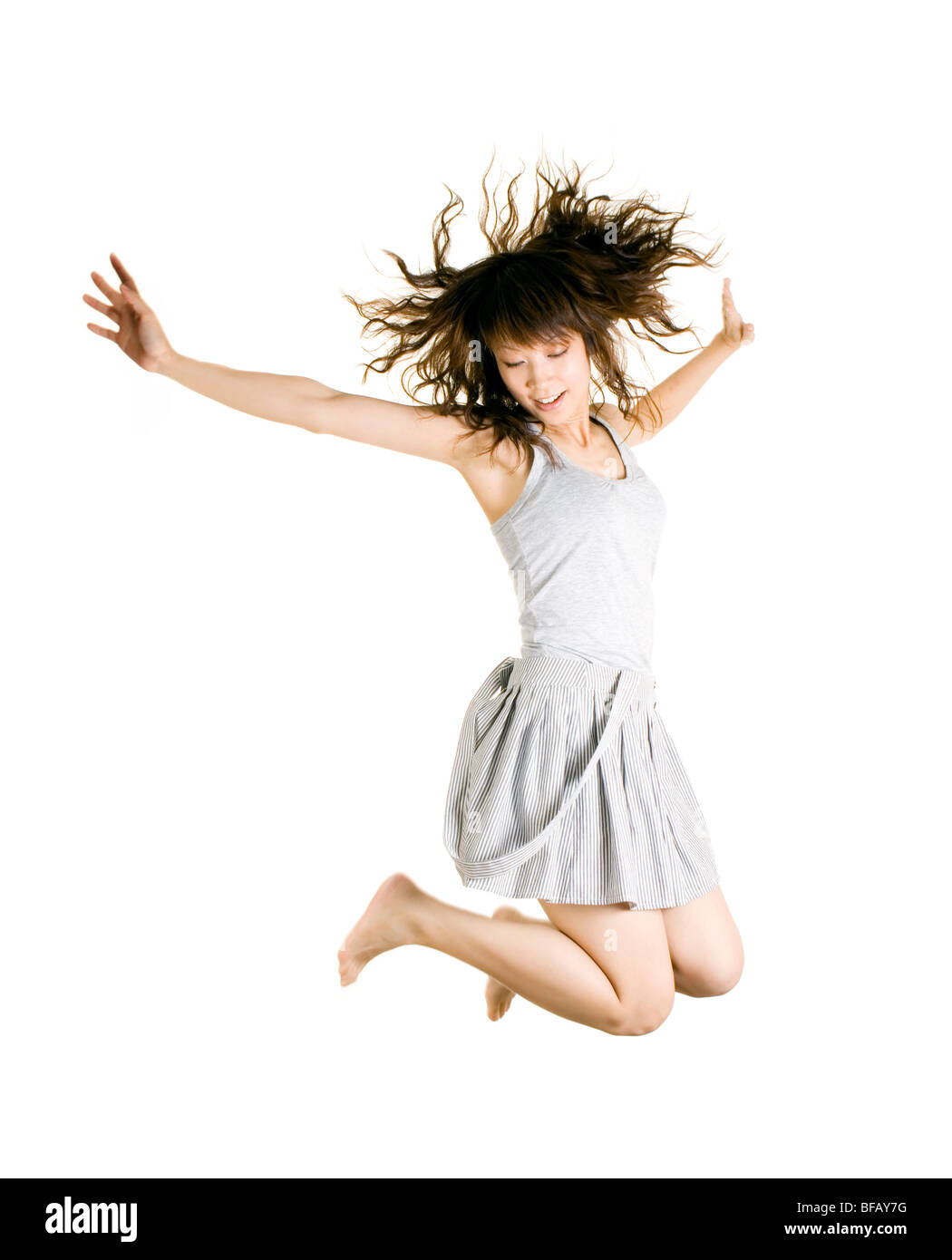 happy young woman in flight Stock Photo - Alamy