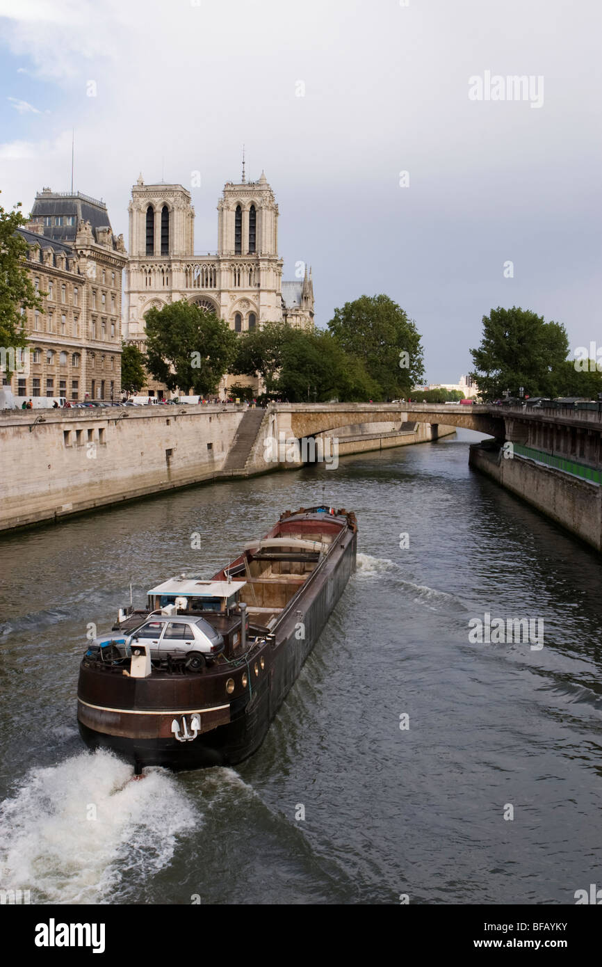 French river boat on the Seine River in Paris Stock Photo - Alamy
