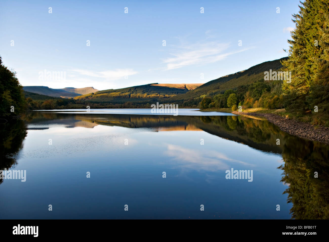 Pentwyn Reservoir (known locally as Dolygaer Lake) in the Brecon ...