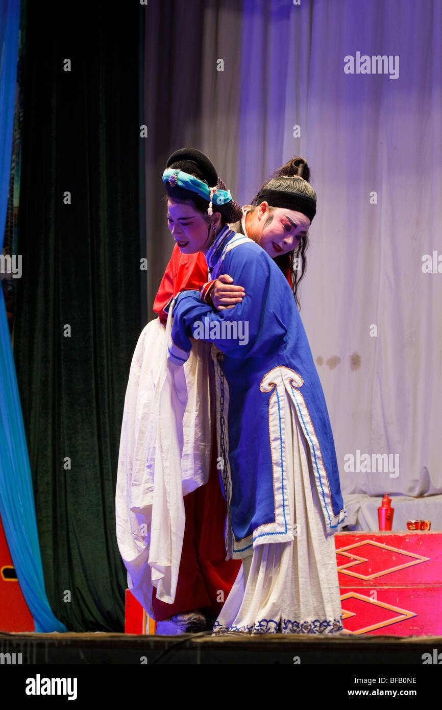 A local performance of Cantonese opera at temporary theatre in Hong ...