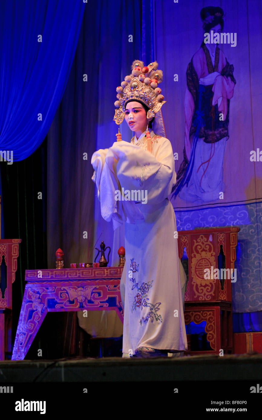 A local performance of Cantonese opera at temporary theatre in Hong ...